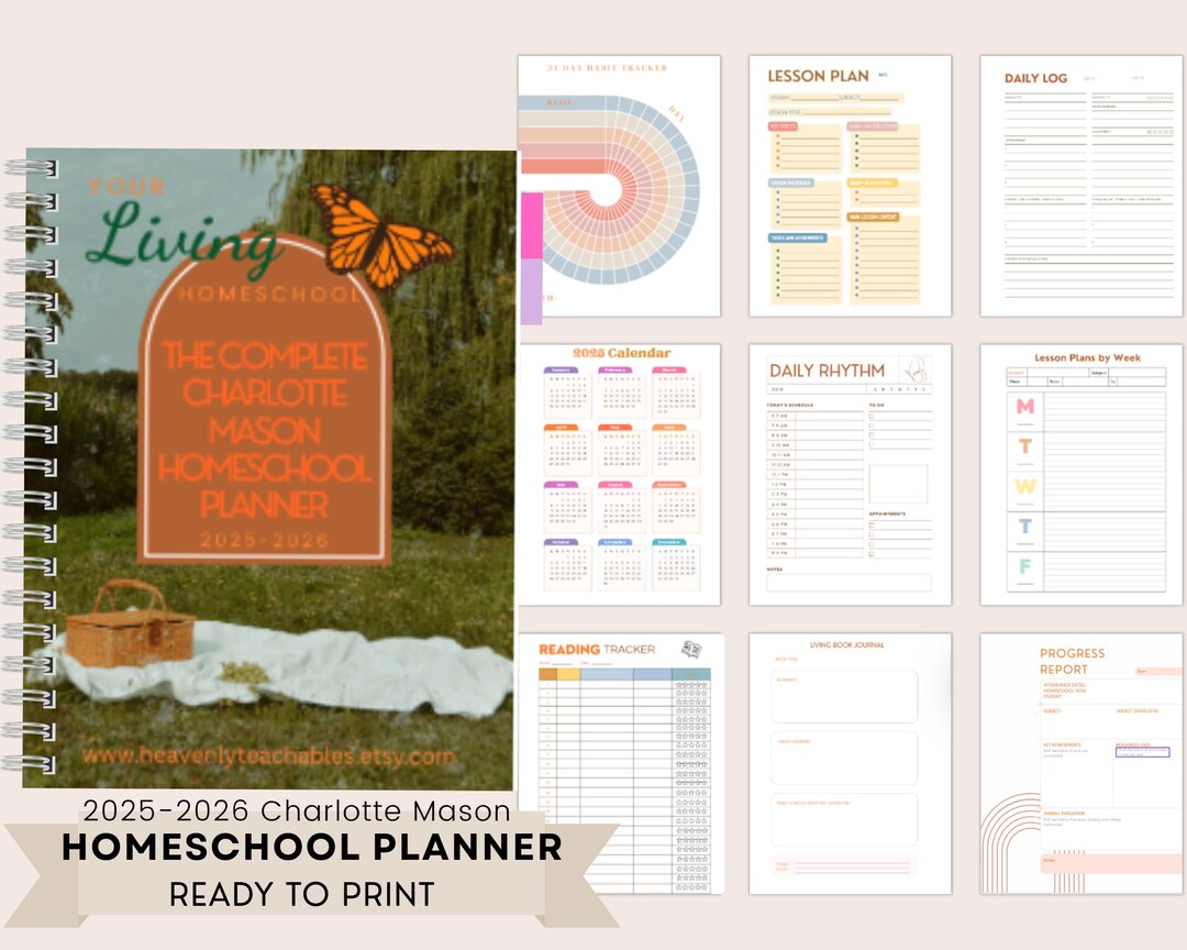 Complete Charlotte Mason Printable Planner, Undated Homeschool Log ...