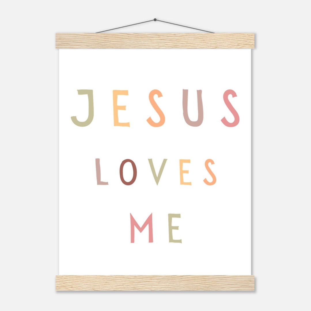Jesus Loves Me Poster With Hanger - Boho Adventure Colors for Kids ...