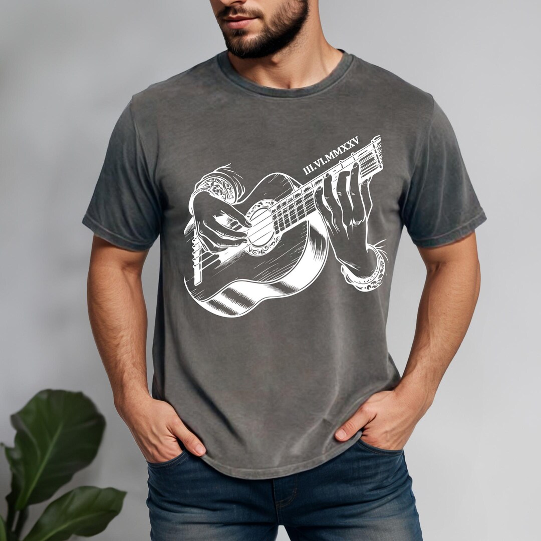 Custom Date Guitar T-shirts, Personalized Electronic Guitarist Shirts ...
