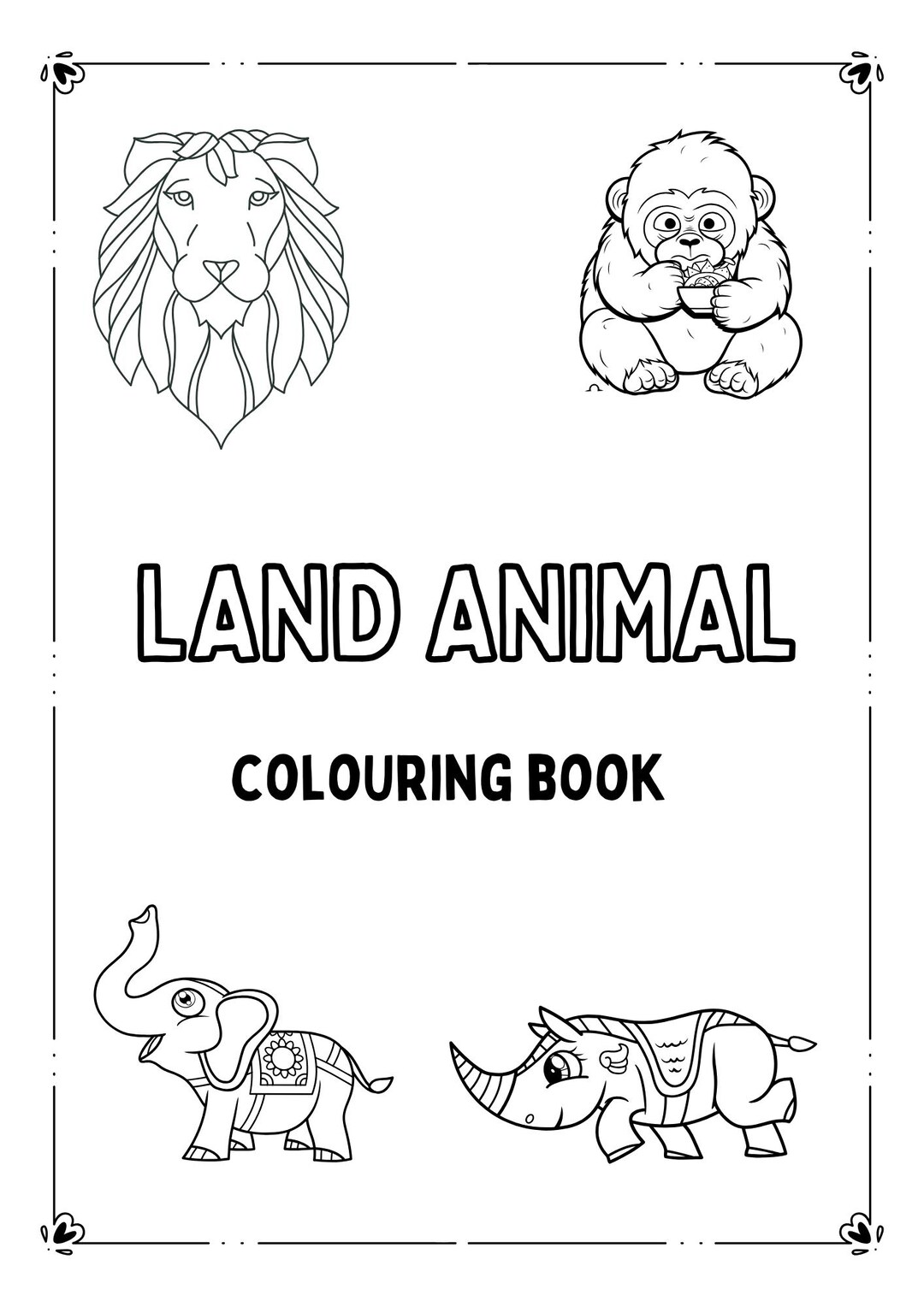 Land Animal Colouring Book A4 + A5 | Kids Colouring | Learning | Print ...