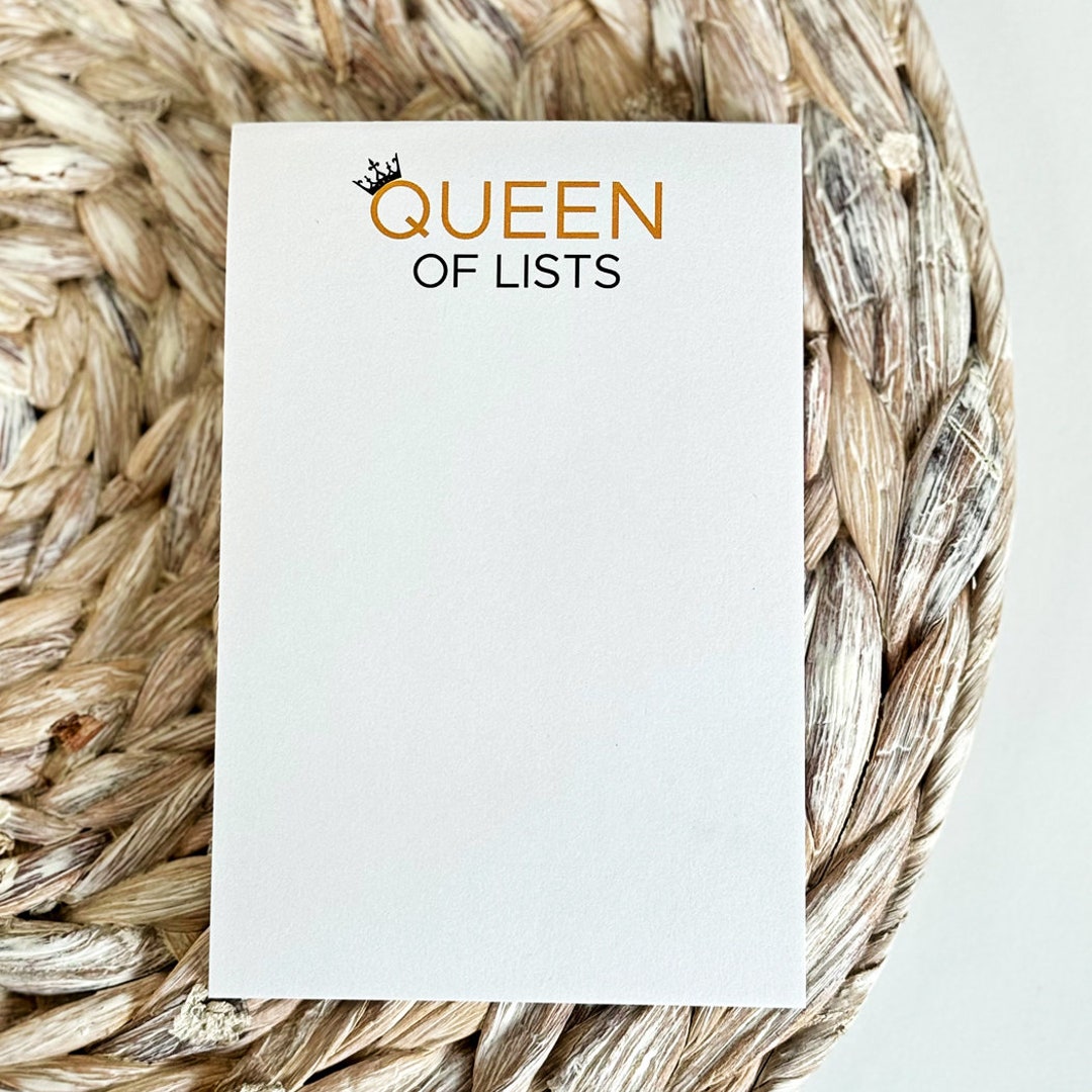 Queen of Lists Notepad | Fun Notepad - Etsy