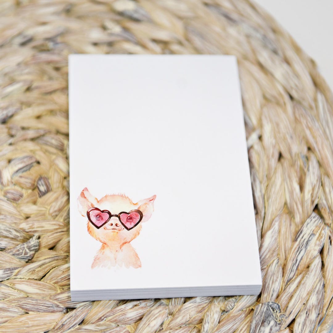Cute Pig Notepad | Watercolor Animal Notepad | Animal Stationery ...