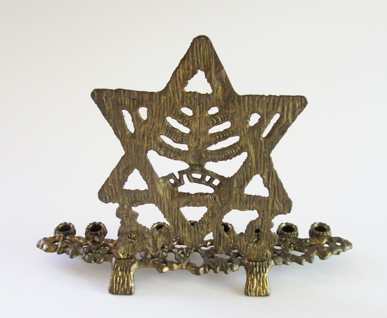 A Solid Brass Vintage Hanukkah Menorah Judaica Made in Israel - Etsy