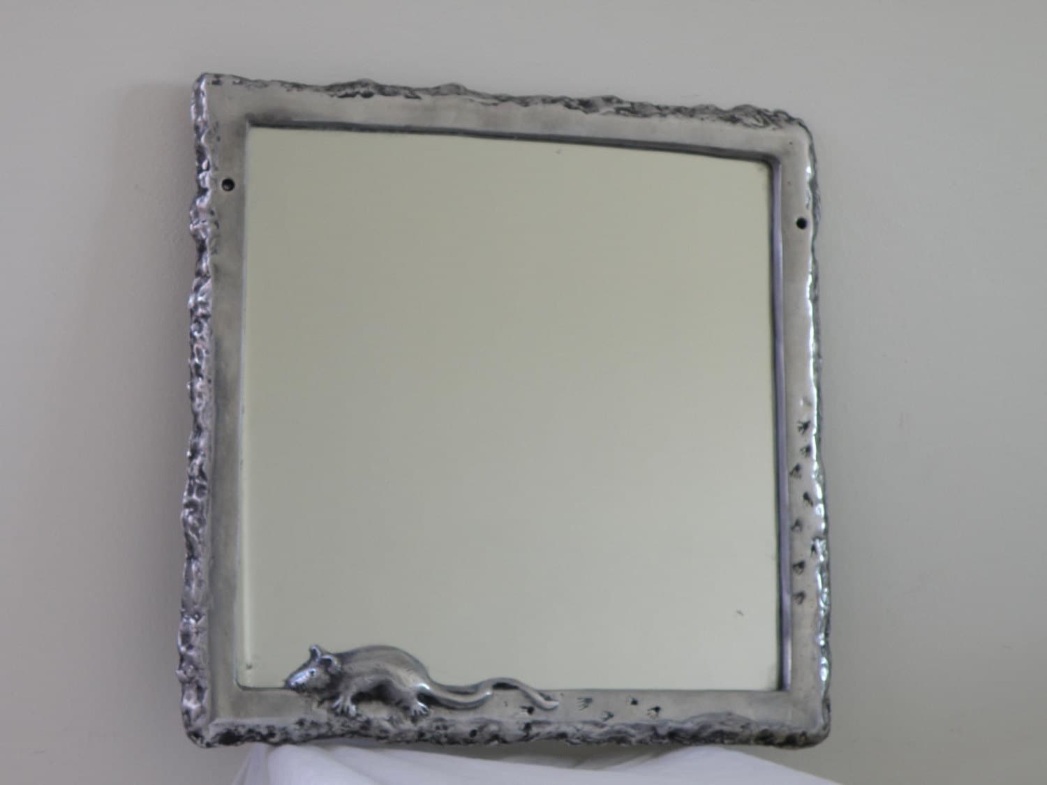 Cast Aluminum Mirror Frame With Mouse and Foot Prints - Etsy