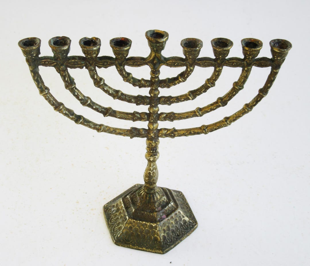 A Solid Brass Vintage Hanukkah Menorah, Judaica Made in Israel by ...