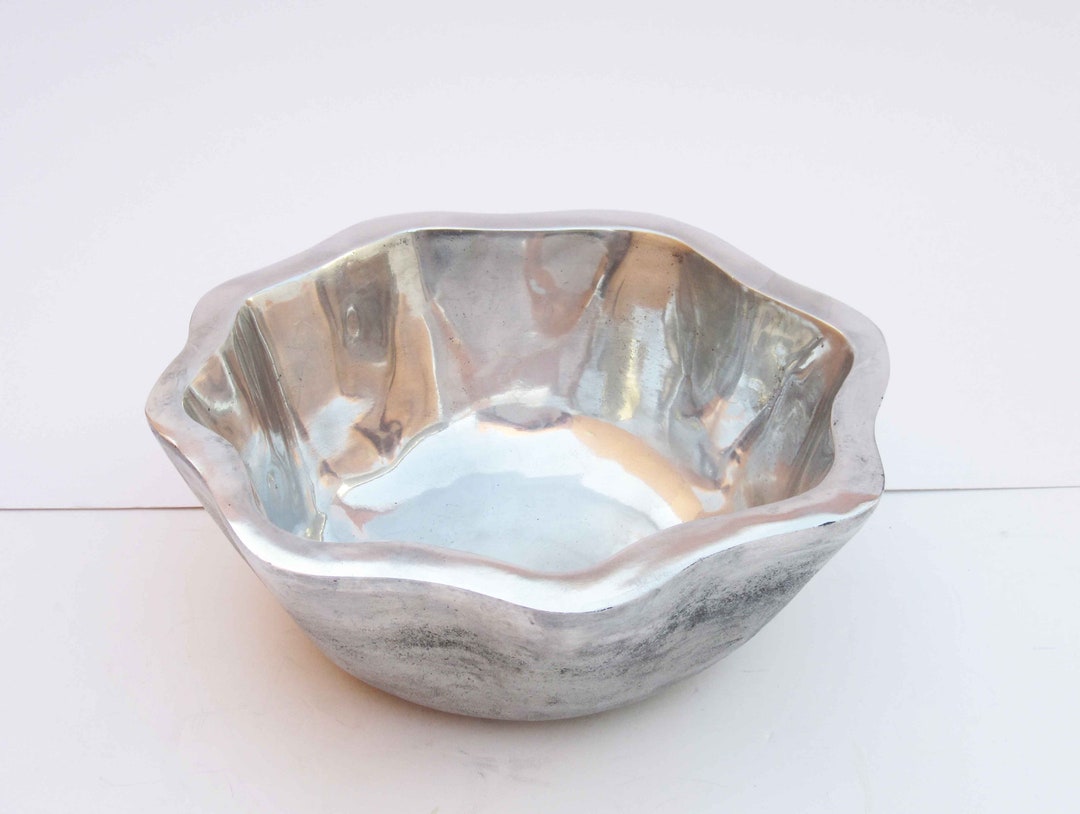 Wavy Rim Cast and Polished Aluminum Fruit Bowl - Etsy