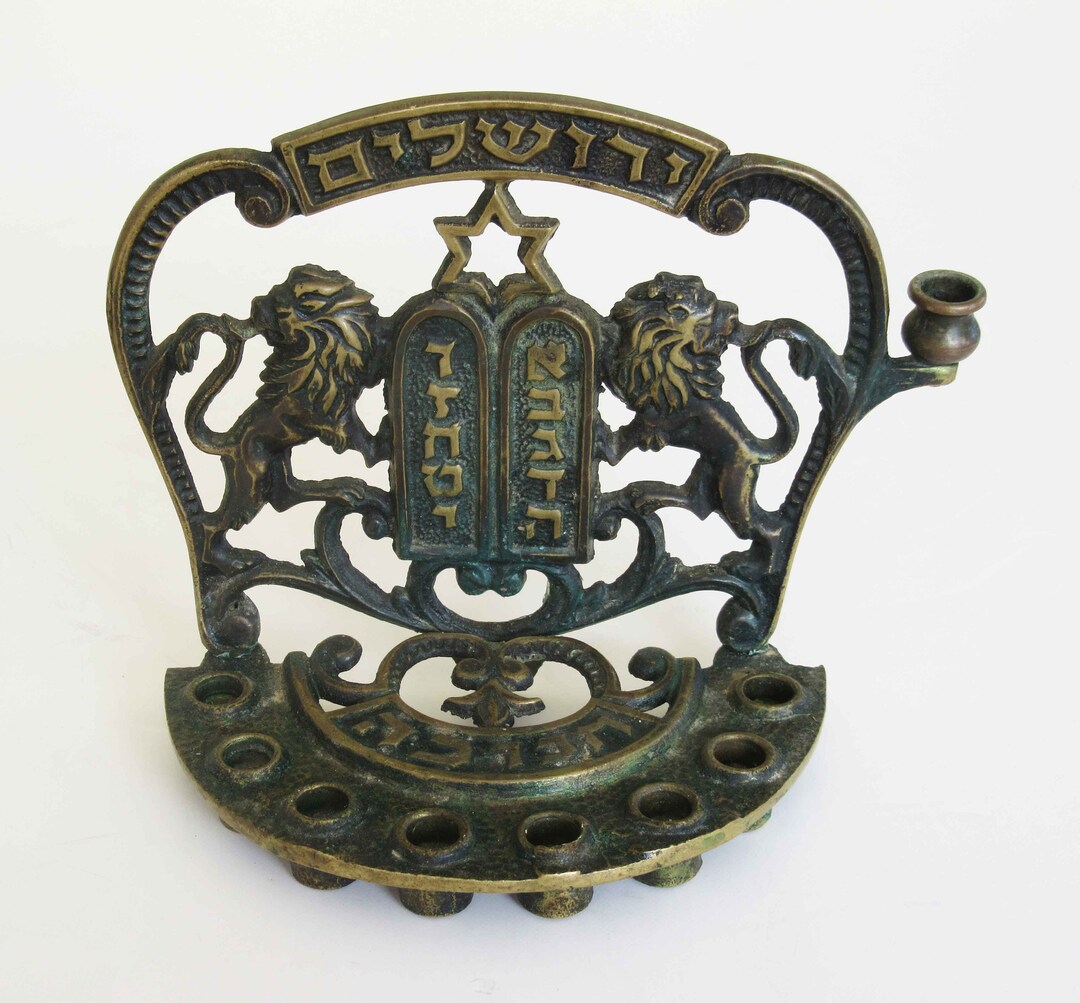 A Solid Brass Vintage Hanukkah Menorah,hanuka Menora, Chanukia ...