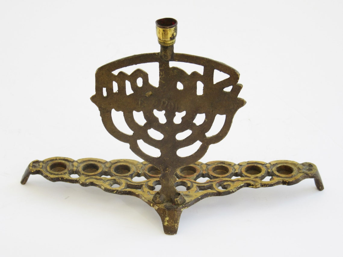 A Solid Brass Vintage Hanukkah Menorah Judaica Made in Israel | Etsy