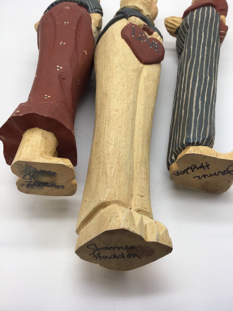 James Haddon Vintage Figurines Hand Carved Bunny Rabbits Folk - Etsy