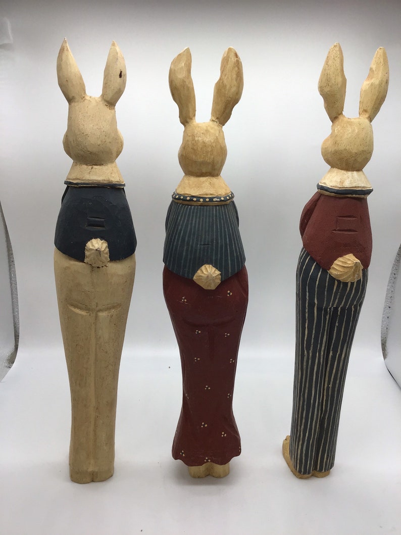 James Haddon Vintage Figurines Hand Carved Bunny Rabbits Folk - Etsy