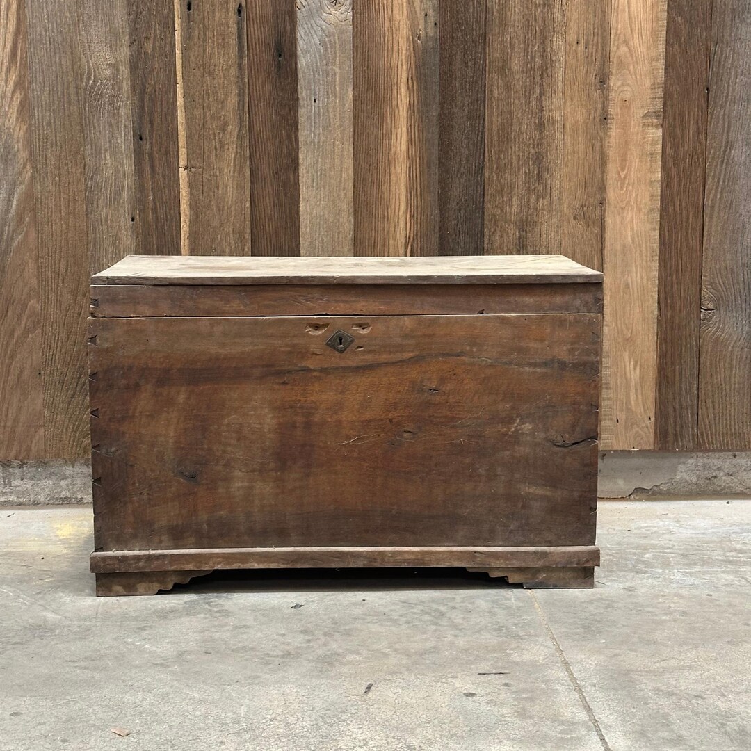 Antique Wooden Chest, Rustic Storage Trunk, Vintage Wood Box, Handmade ...