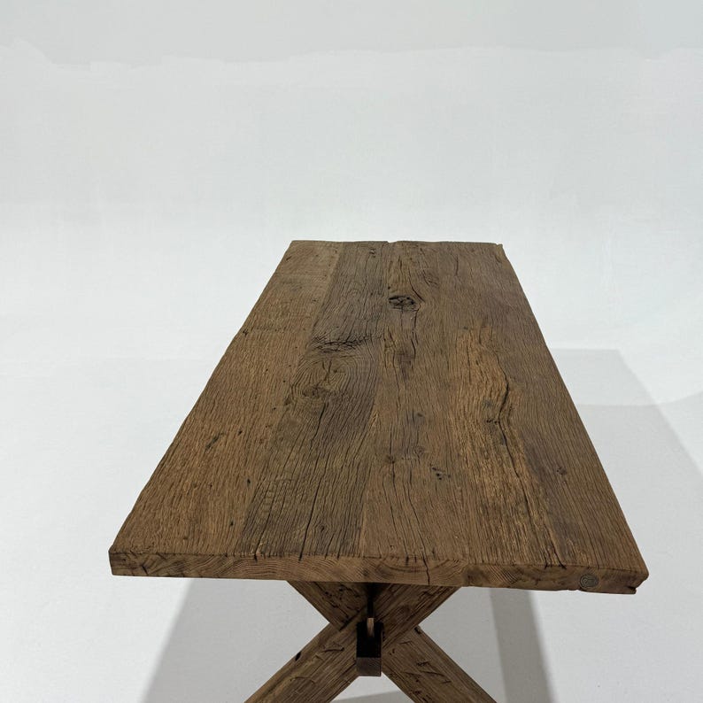 Live Edge Reclaimed Oak Dining Table, Rustic Handmade X-leg Table ...