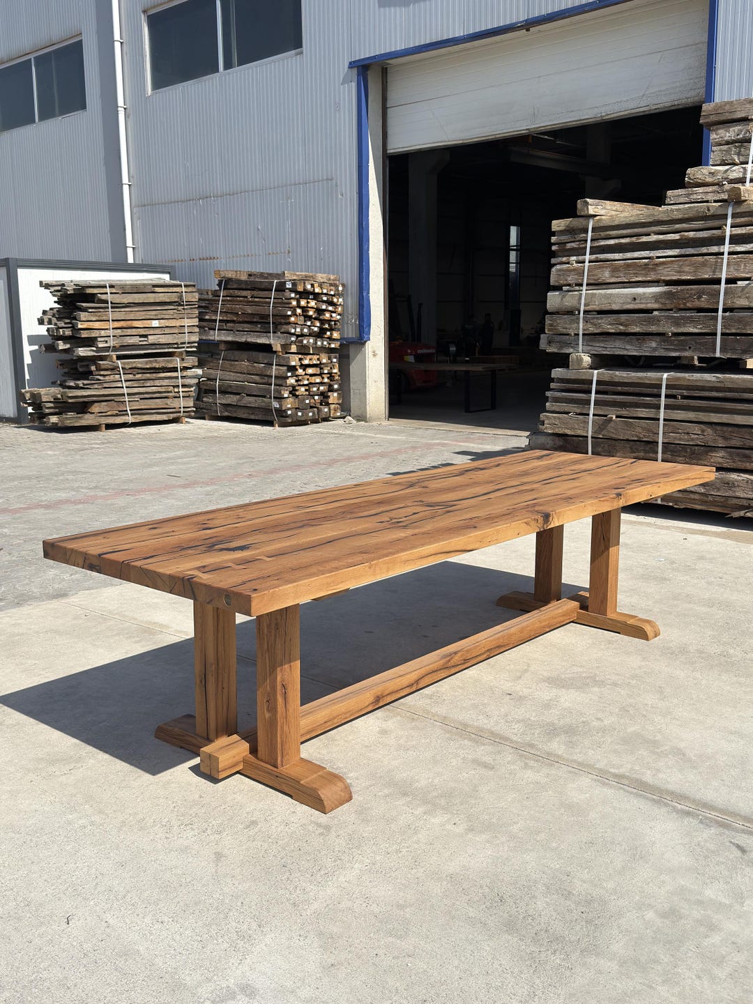 Rustic Reclaimed Oak Dining Table, Handmade Wood Table, Farmhouse Style ...