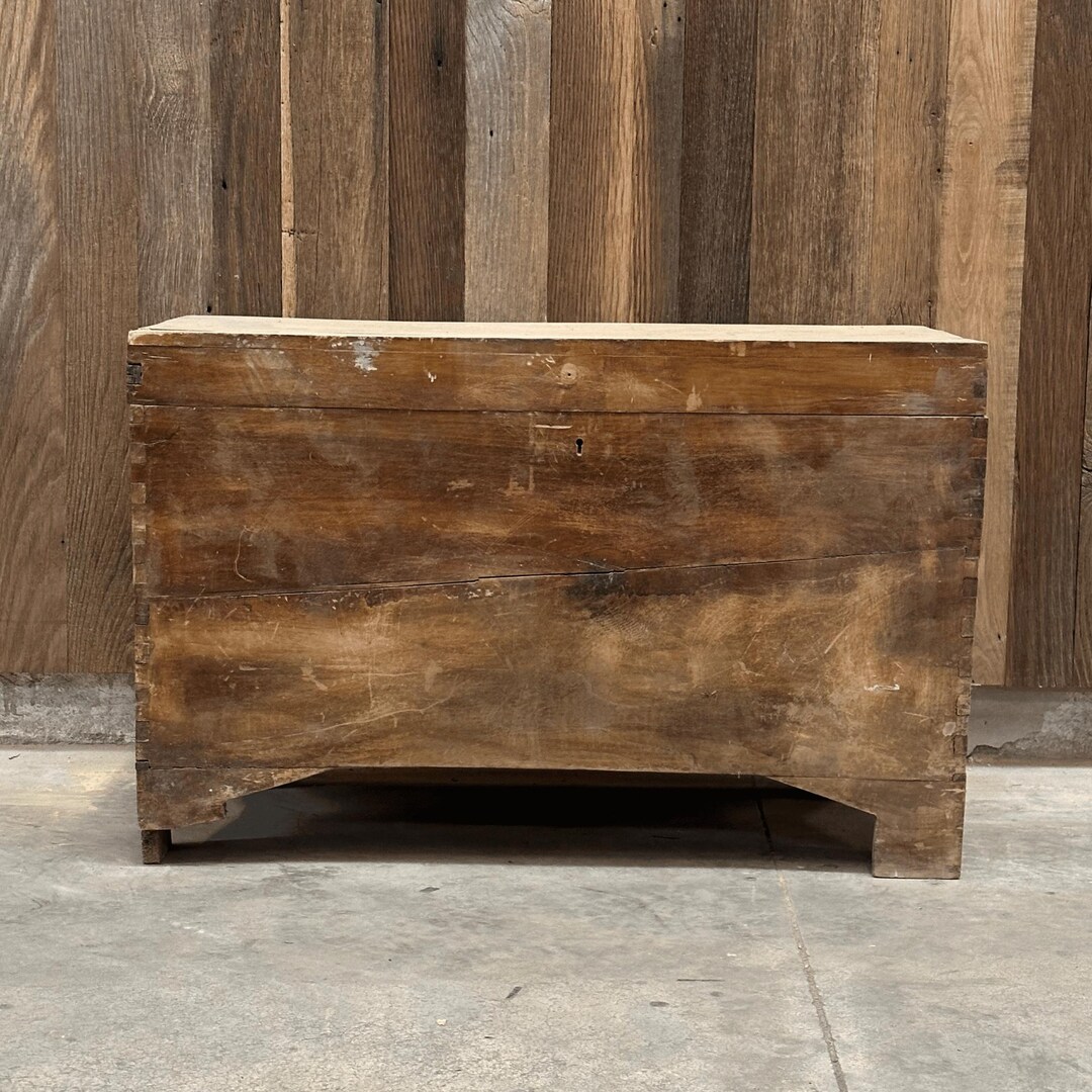 Antique Wooden Storage Chest, Rustic Vintage Trunk, Handmade Solid Wood ...