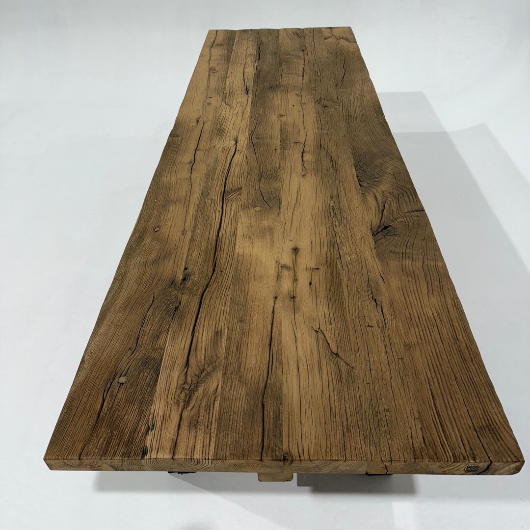 Reclaimed Oak Farmhouse Dining Table, Rustic Solid Wood Table, Handmade ...