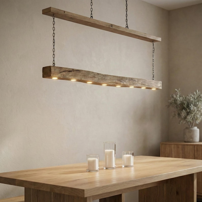 Reclaimed Oak Beam Pendant Light, Rustic Farmhouse Lighting - Etsy