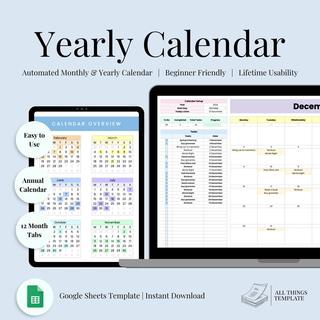 Yearly and Monthly Calendar | Planner for Annual and Monthly Events ...