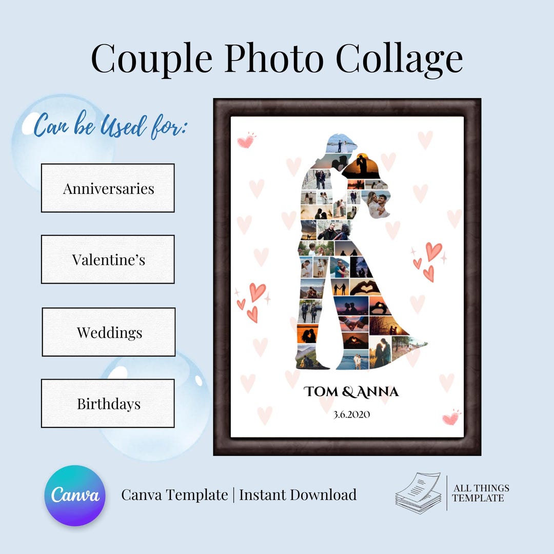 Couple Photo Collage | Personalised Canva Template | Valentine's ...