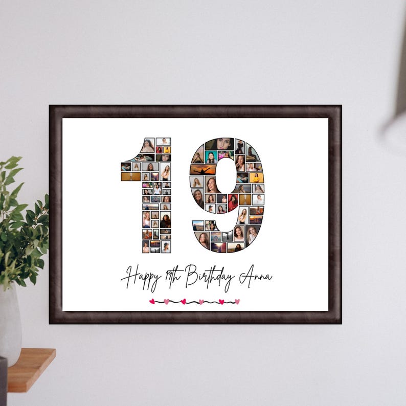 19th Birthday Photo Collage | Personalised Canva Template | Anniversary ...