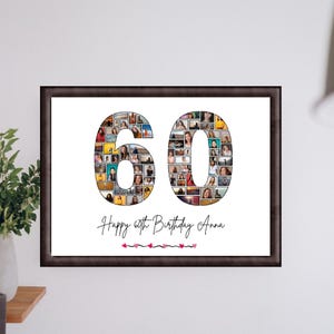 60th Birthday Photo Collage | Personalised Canva Template | Anniversary ...