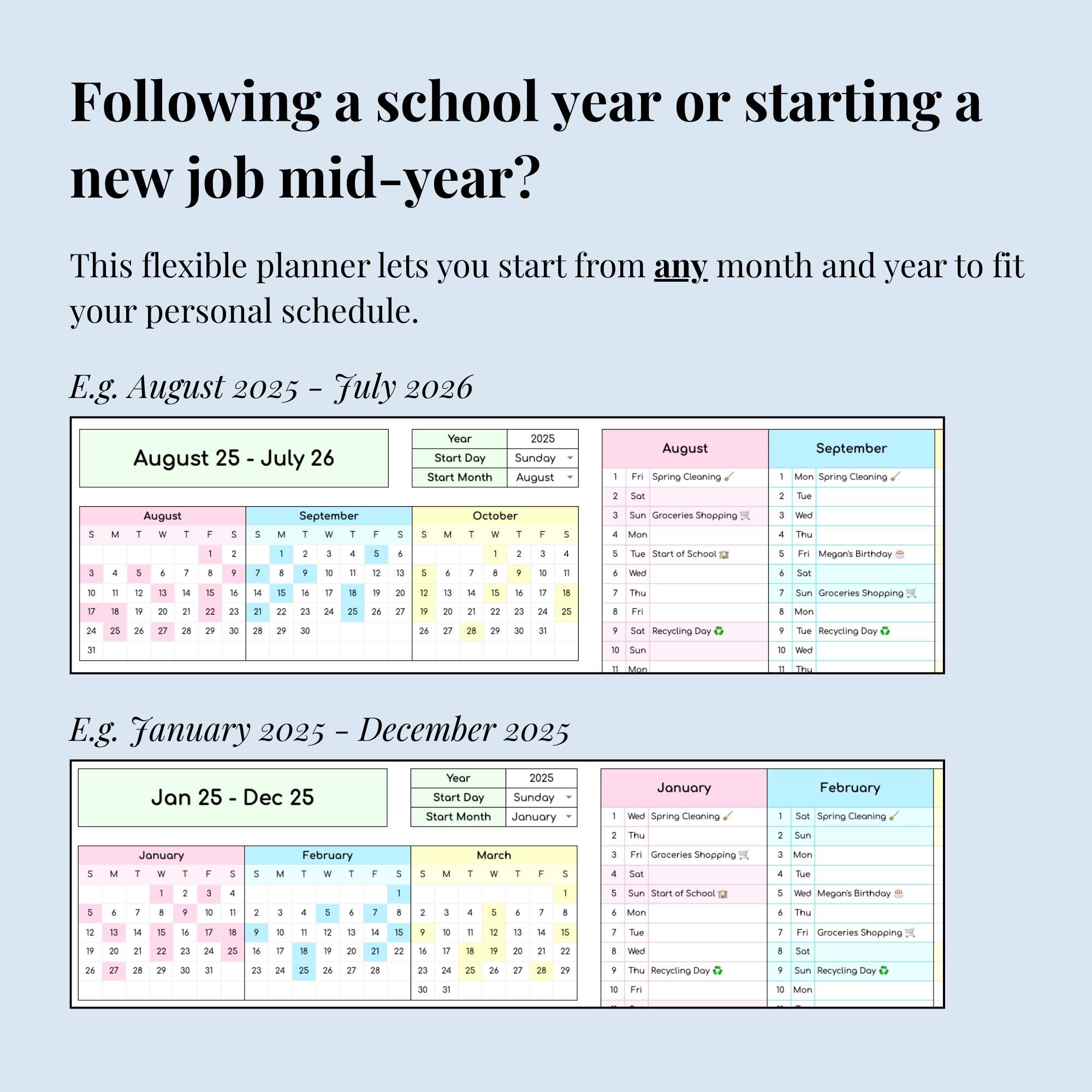 Year at A Glance Planner Google Sheet Template | Spreadsheet 2025 ...