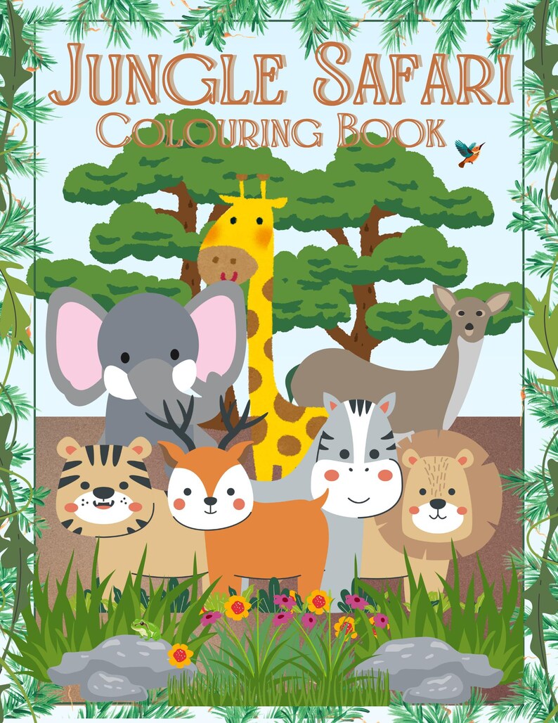 Jungle Safari Digital Colouring Book Print for Kids - Etsy