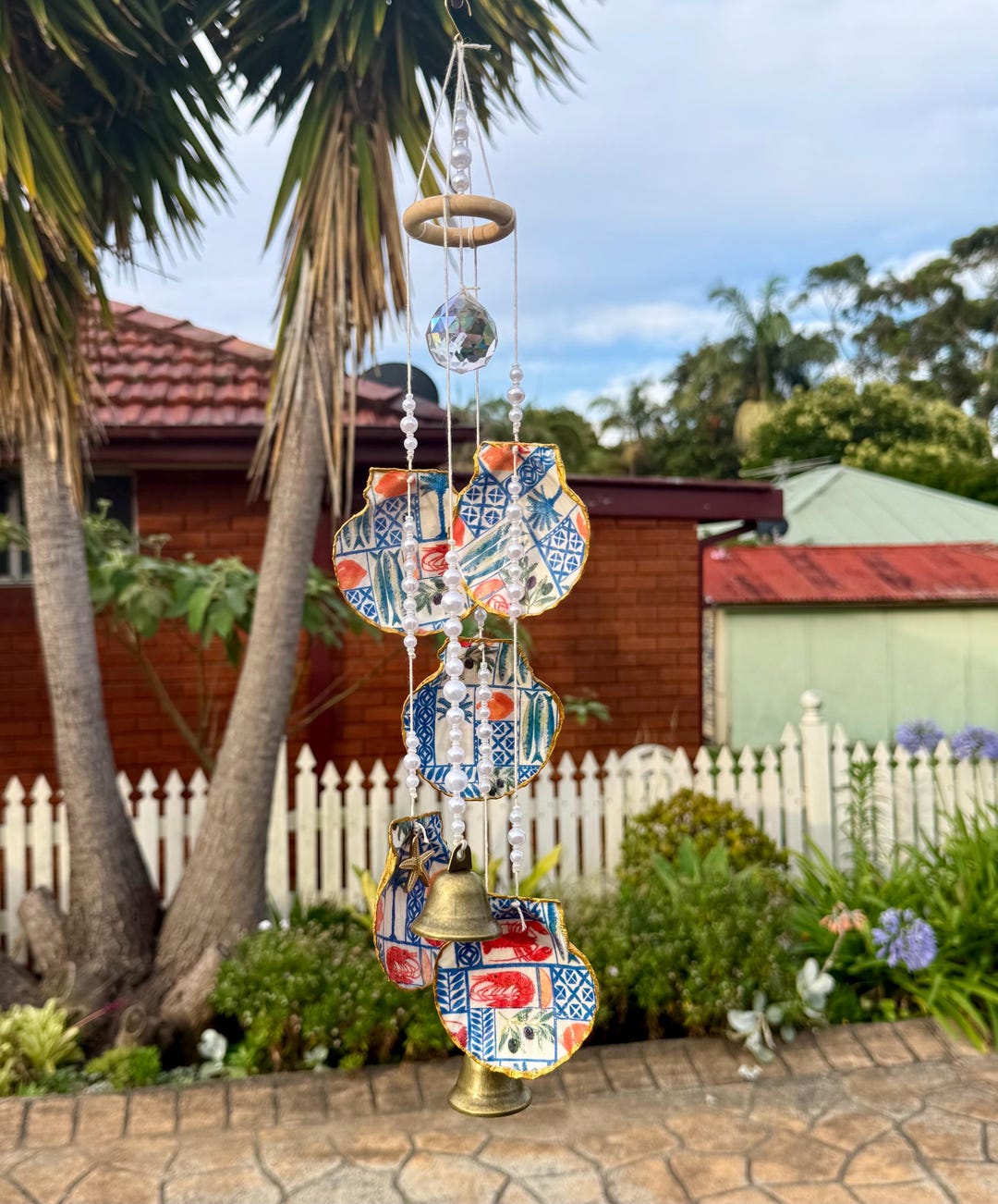 SUMMERTREND Sardines Golden Scallop Shells and Pearls Wind Chime ...