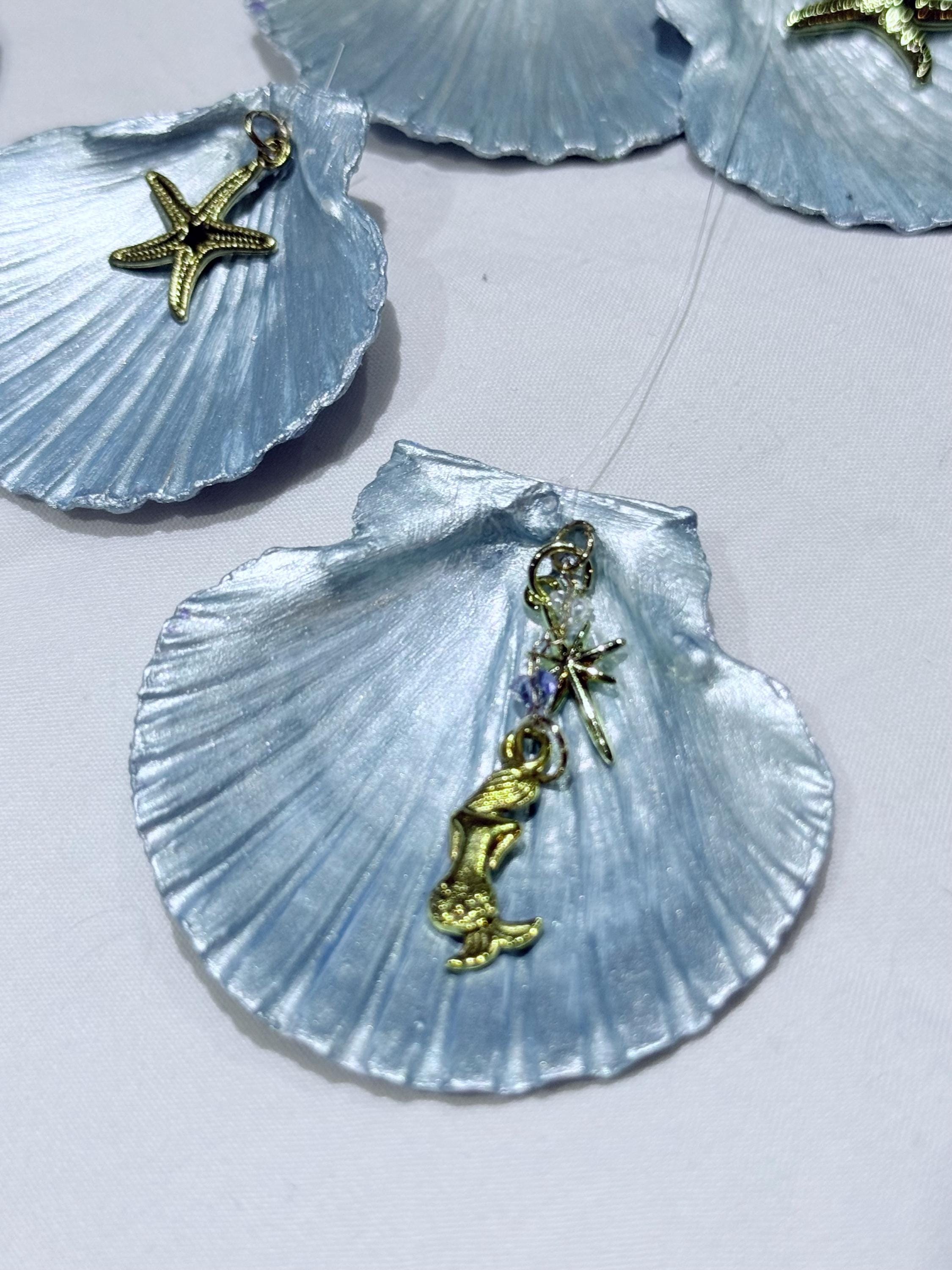 BLUE FOR DAYS Large Scallop Seashells Wind Chime With Beads and ...