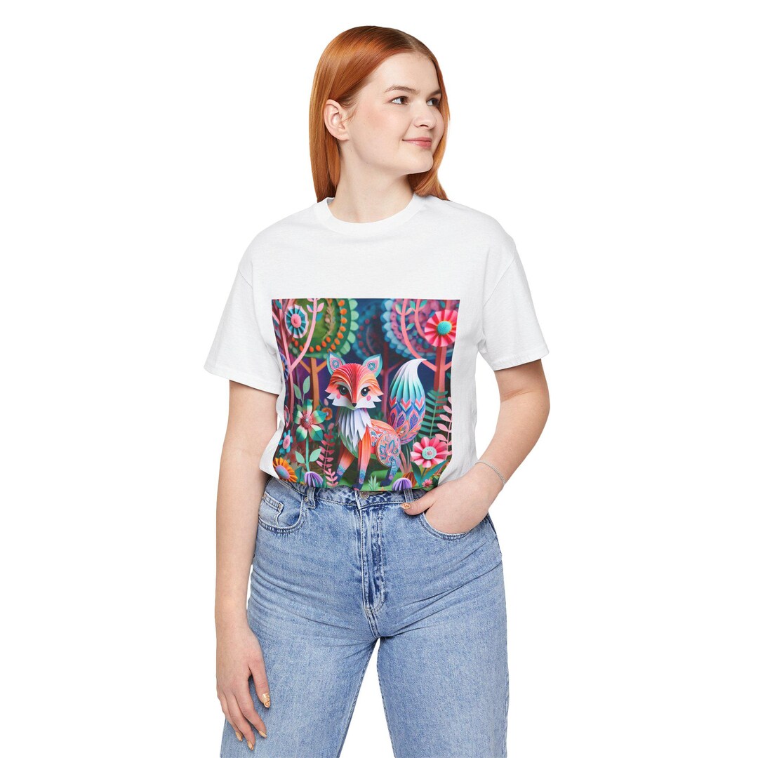 Papercraft Fox Printed Unisex Short Sleeve Tee - Etsy