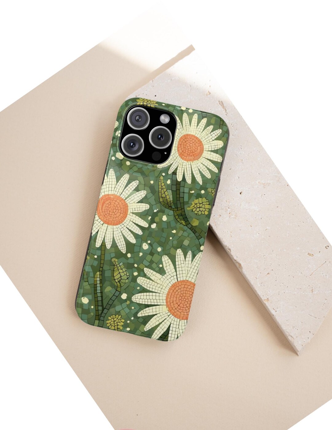Earthy Flower Mosaic Mural Picture Design Slim iPhone Case, iPhone 16 ...