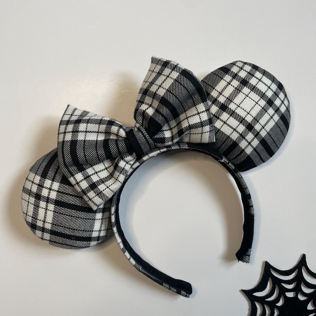 Black and White Plaid Mouse Ears Hairband - Etsy