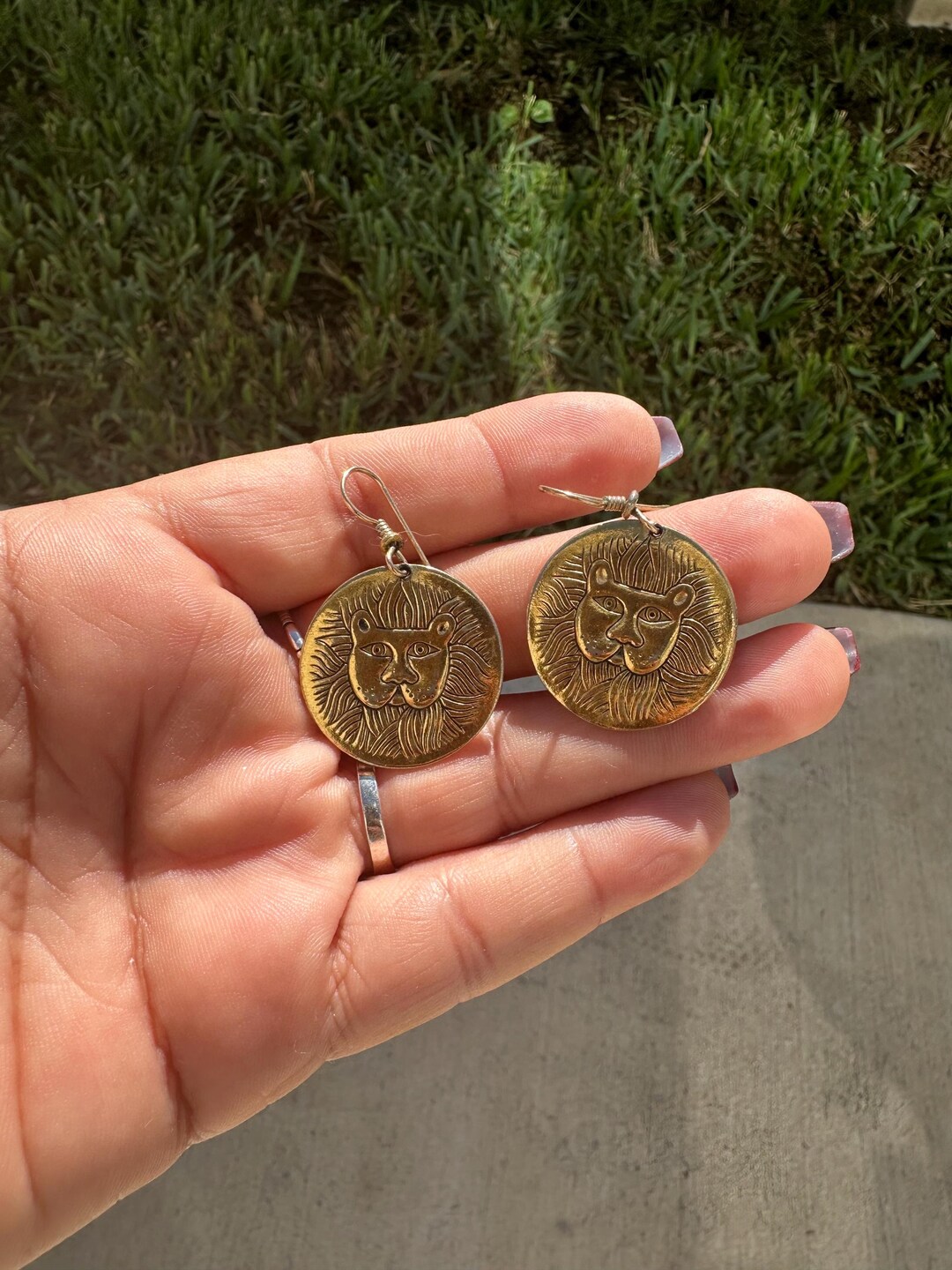 Vintage Laurel Burch Gold Tone Round Earrings Featuring an Abstract Cat ...