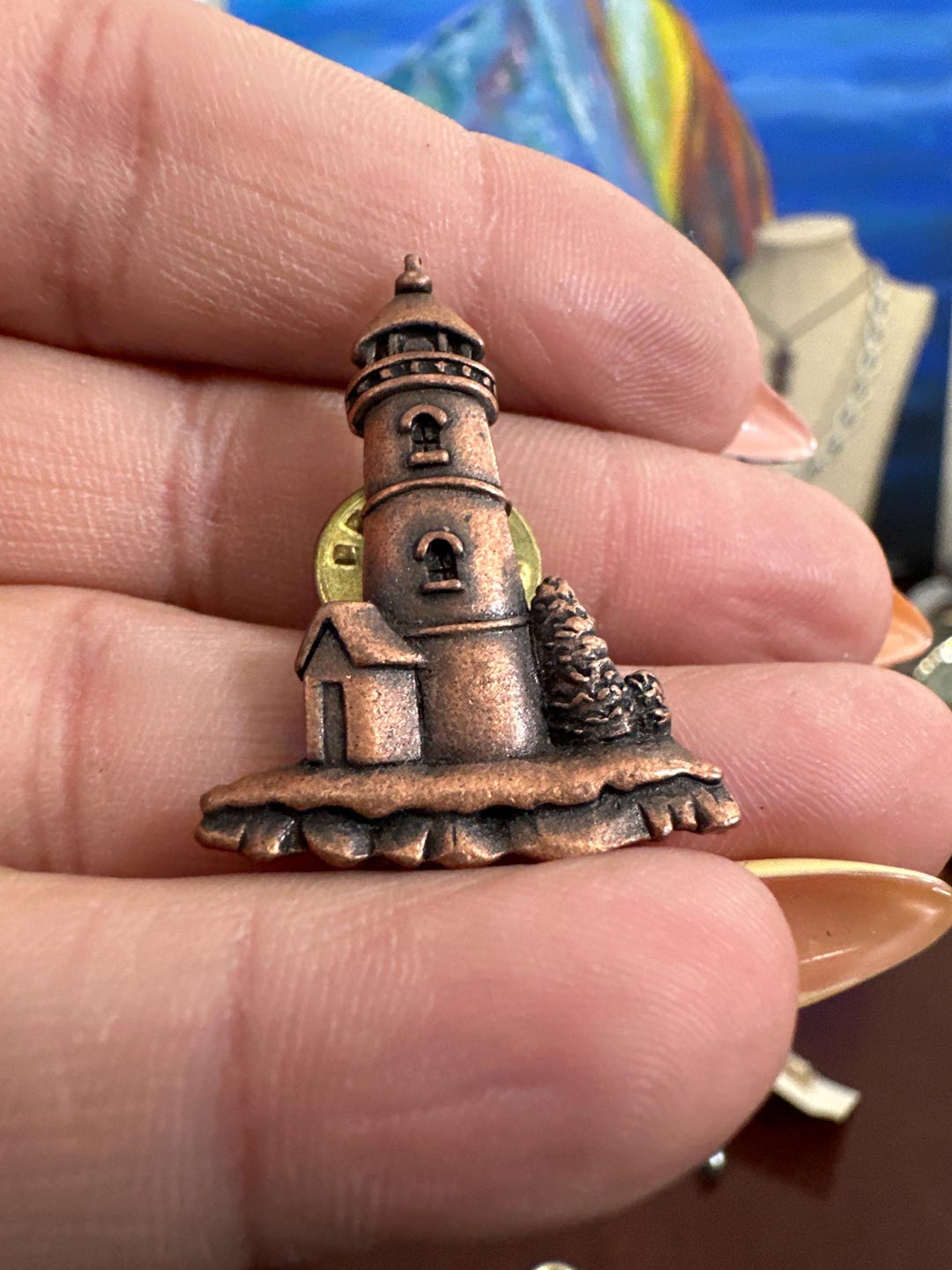 Vintage Copper Tone Lighthouse Pin, Stamped JJ - Etsy