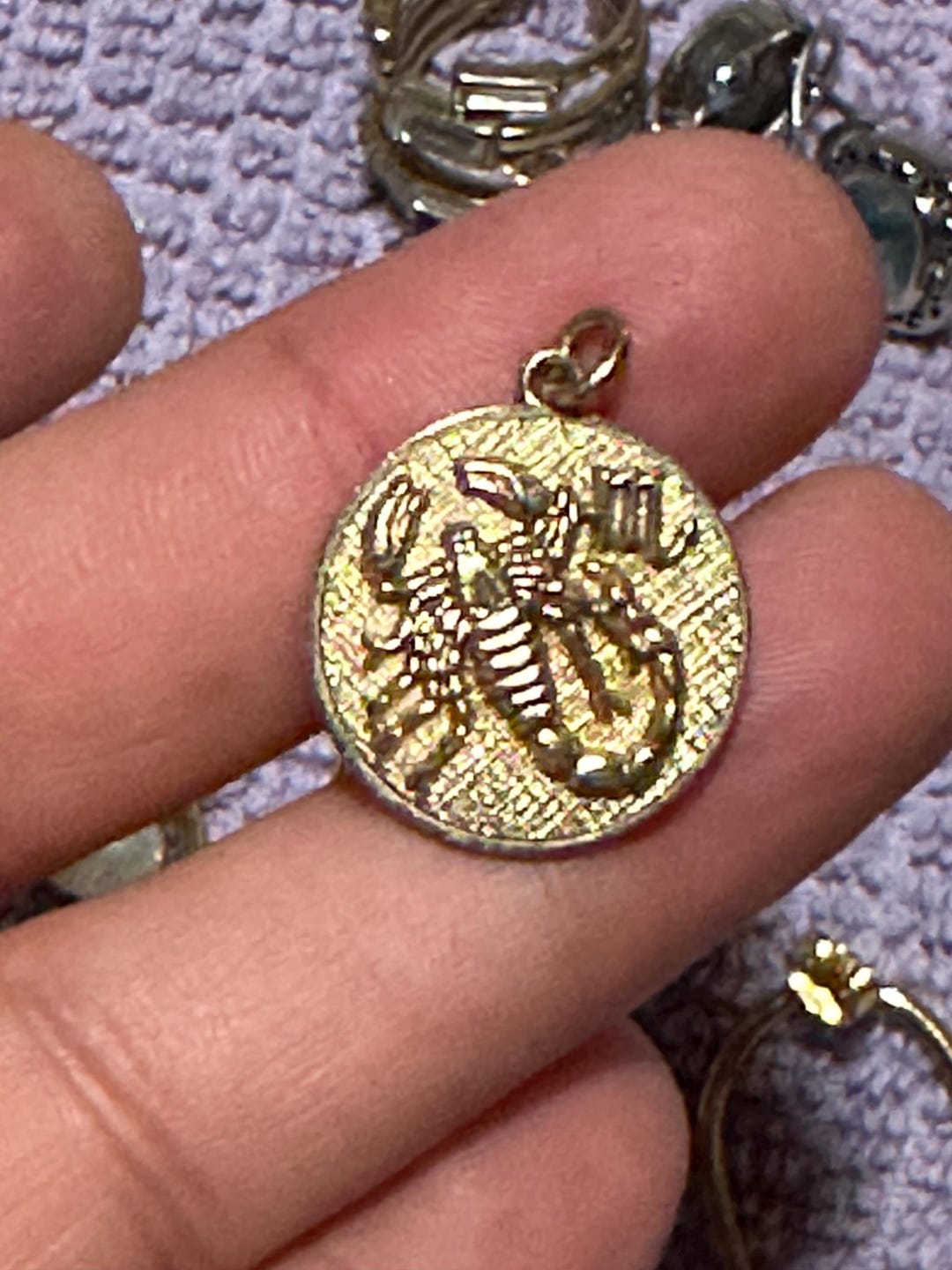 Vintage Gold Flat Zodiac Sign Anson Scorpio Round Charm Pendant - Etsy