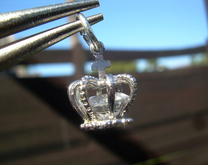 Stunning Vintage Silvertone Crown With Cross on Top and a Diamond Like ...