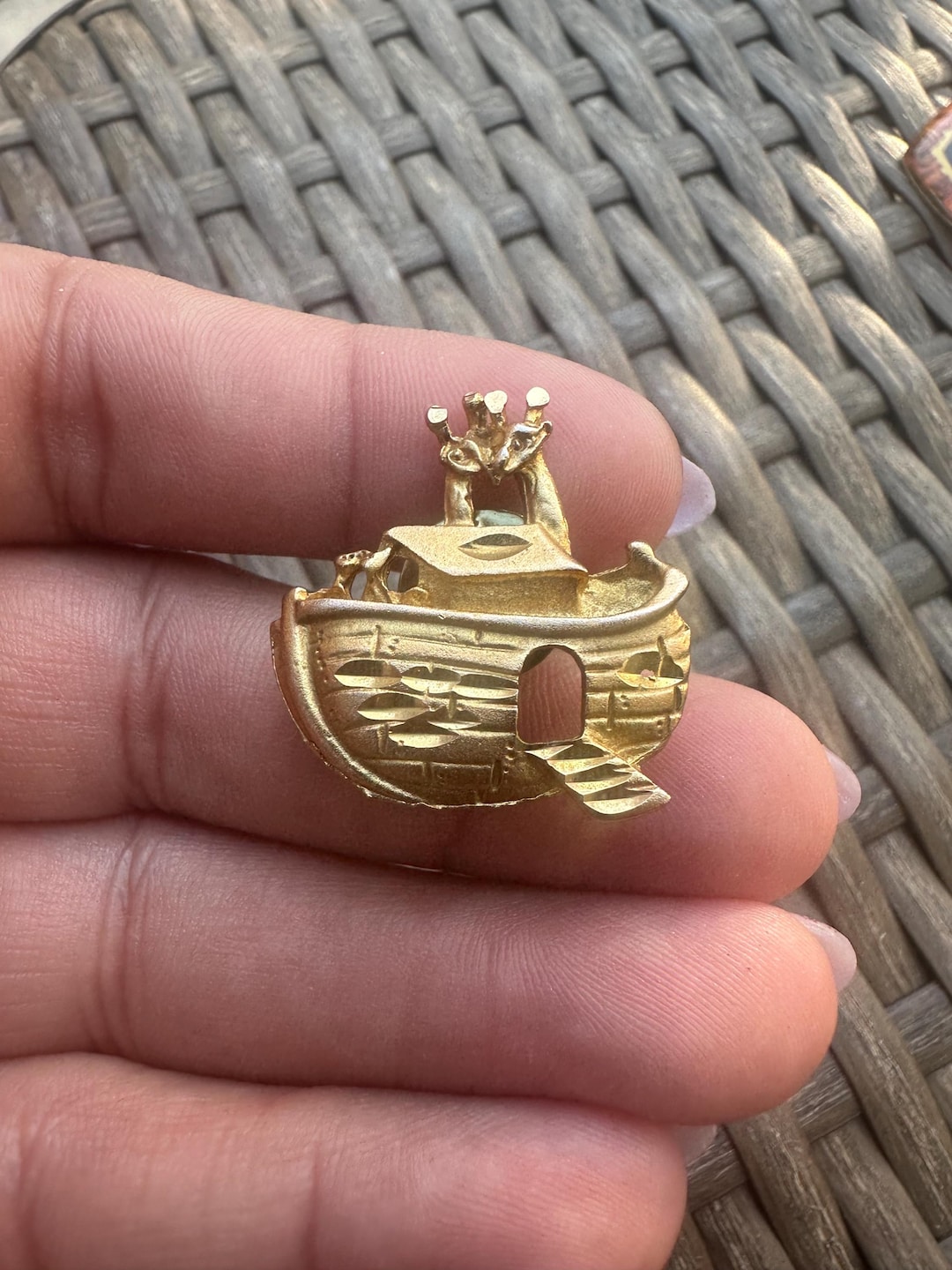 Vintage Gold Tone Noahs Ark Pin - Etsy