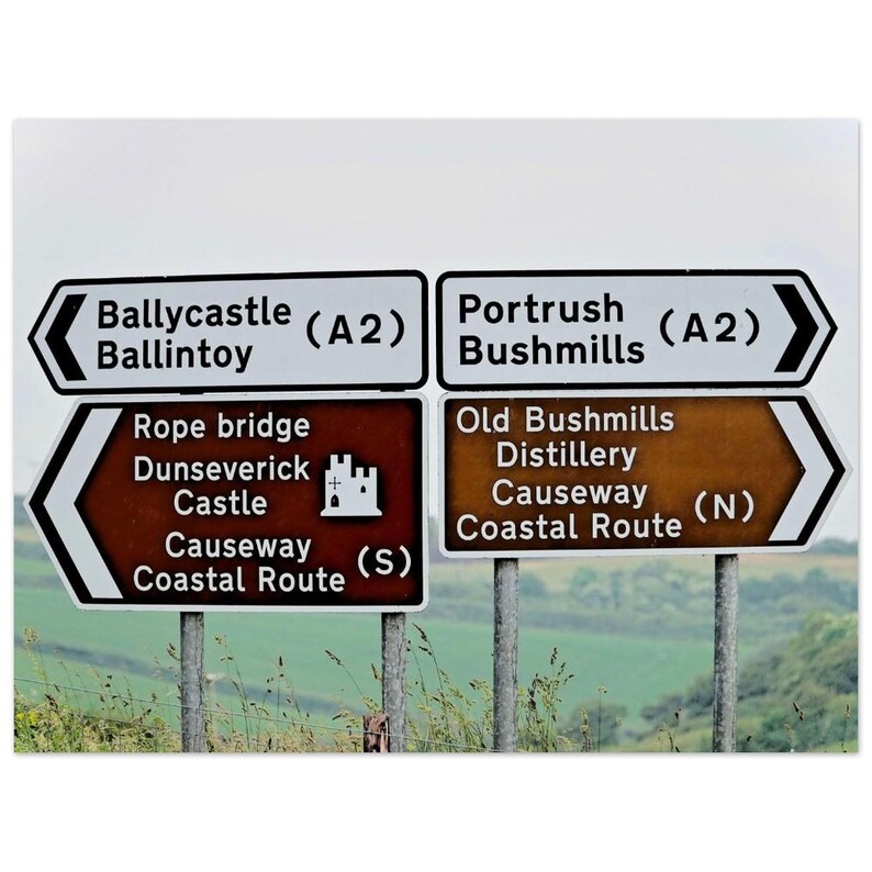 Rural Northern Ireland Road Signs Poster - Vintage Travel Decor - Matte ...