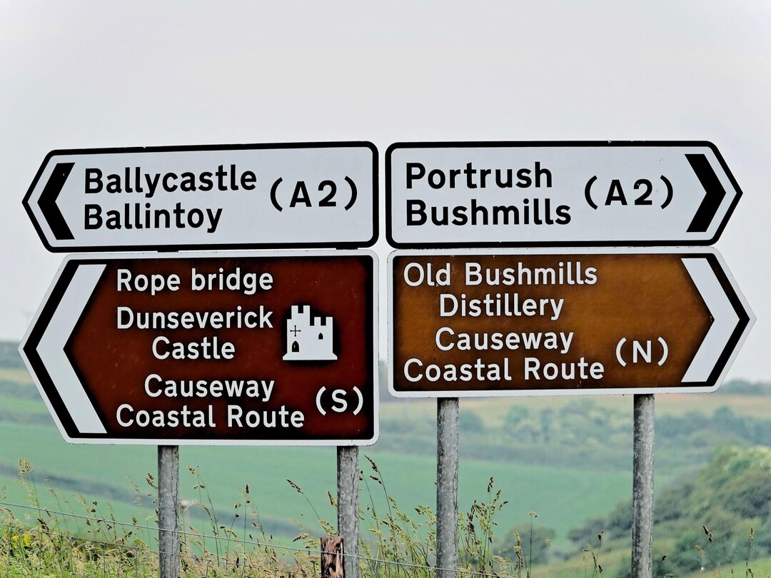 Northern Ireland Road Signs, Bushmills, Ballycastle Ballintoy, Scenic ...