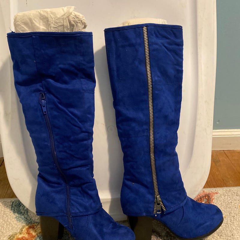 Blue Suede Boots - Etsy