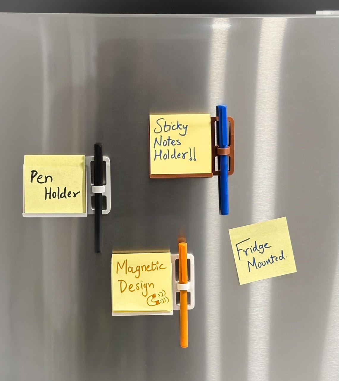 Sticky Note Holder, Magnetic, Pen Holder Attachment, Post-it Note ...