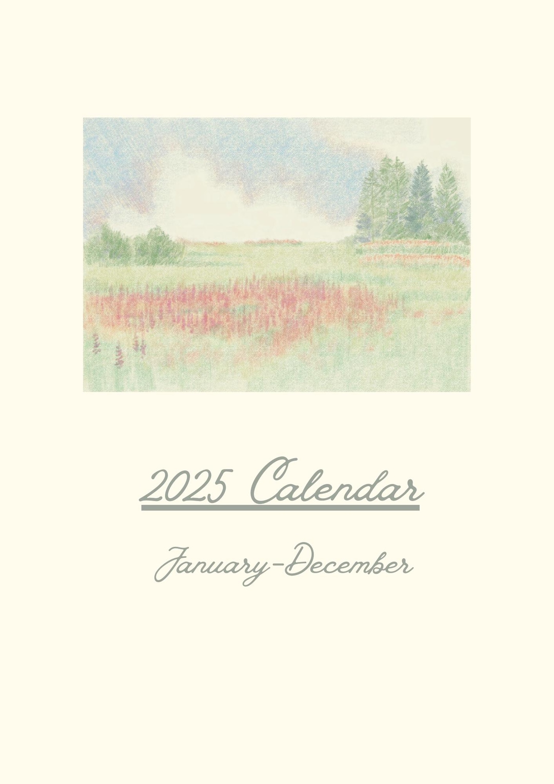 2025 Watercolor Landscape Calendar With Bonus 2025 Goals and Notes Page ...
