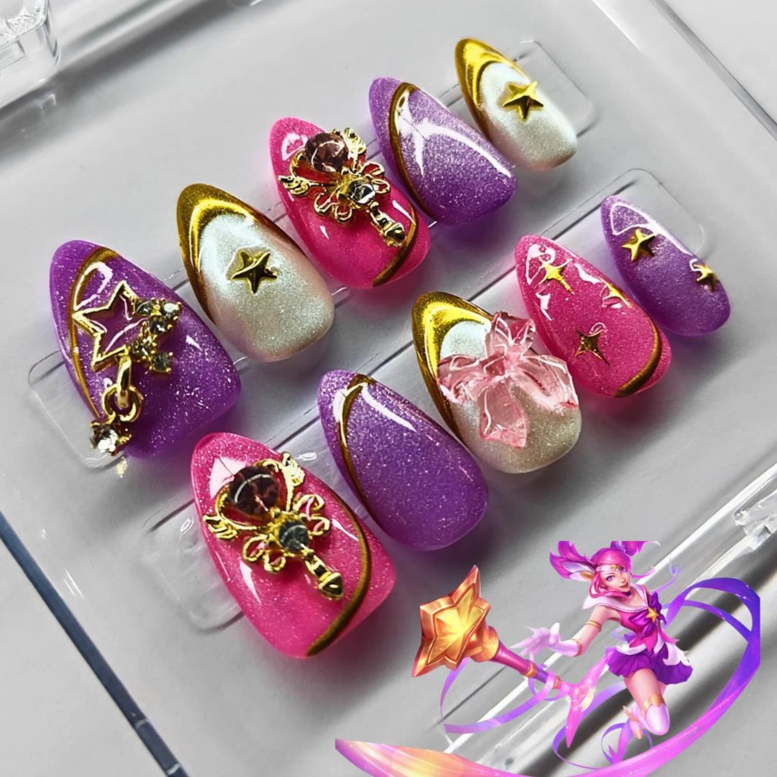Star Guardian Lux Press on Nails | League of Legends Inspired | Lux ...