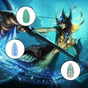 League of Legends Nami Press on Nails | Nami Handpainted Nail Art - Etsy