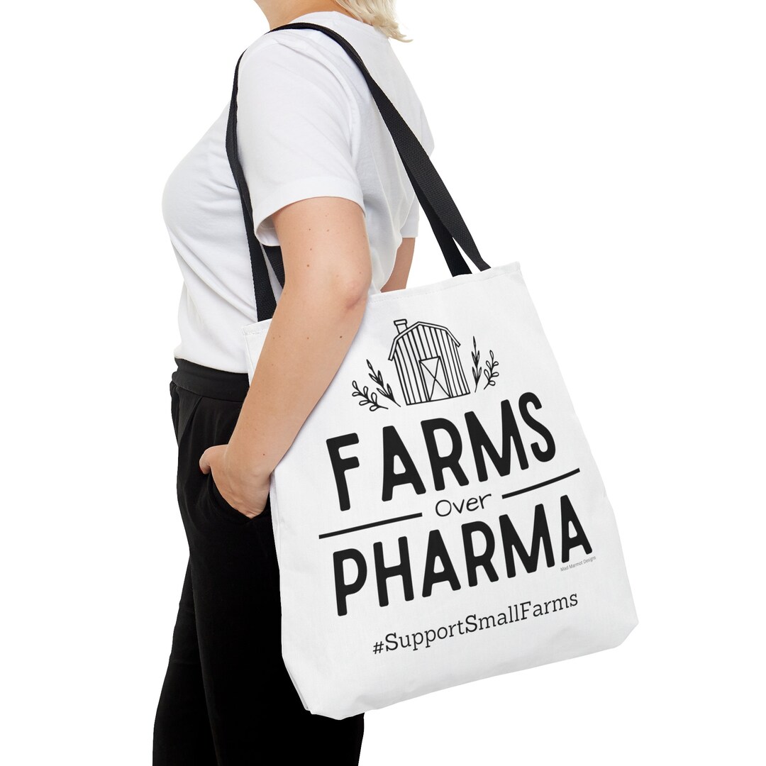 Farms Over Pharma Tote Bag, Farmers Market, Reusable Grocery Bag ...