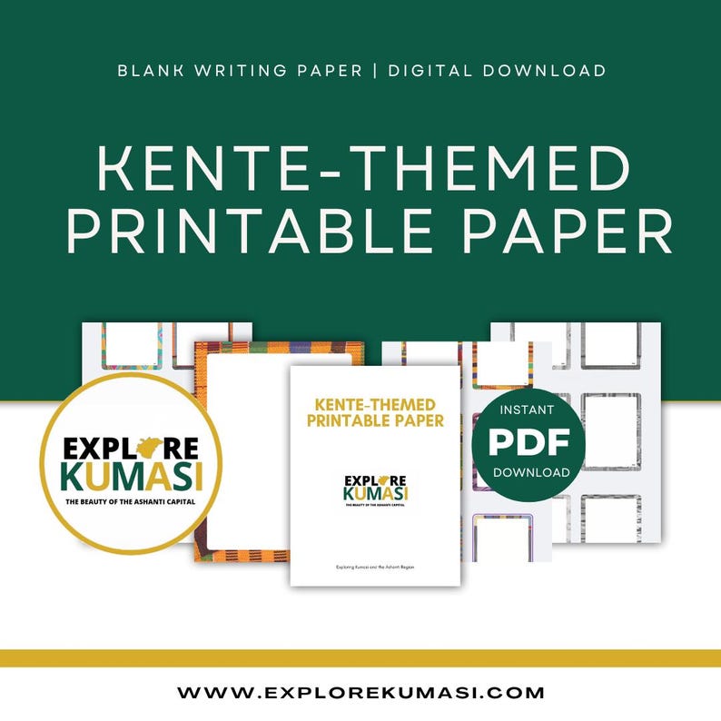 Kente-themed Border Printable Paper | Blank Writing Paper | Digital ...