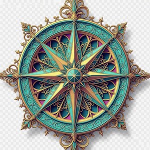 Compass Rose Geometric Art: Nautical Printable Designs (digital ...