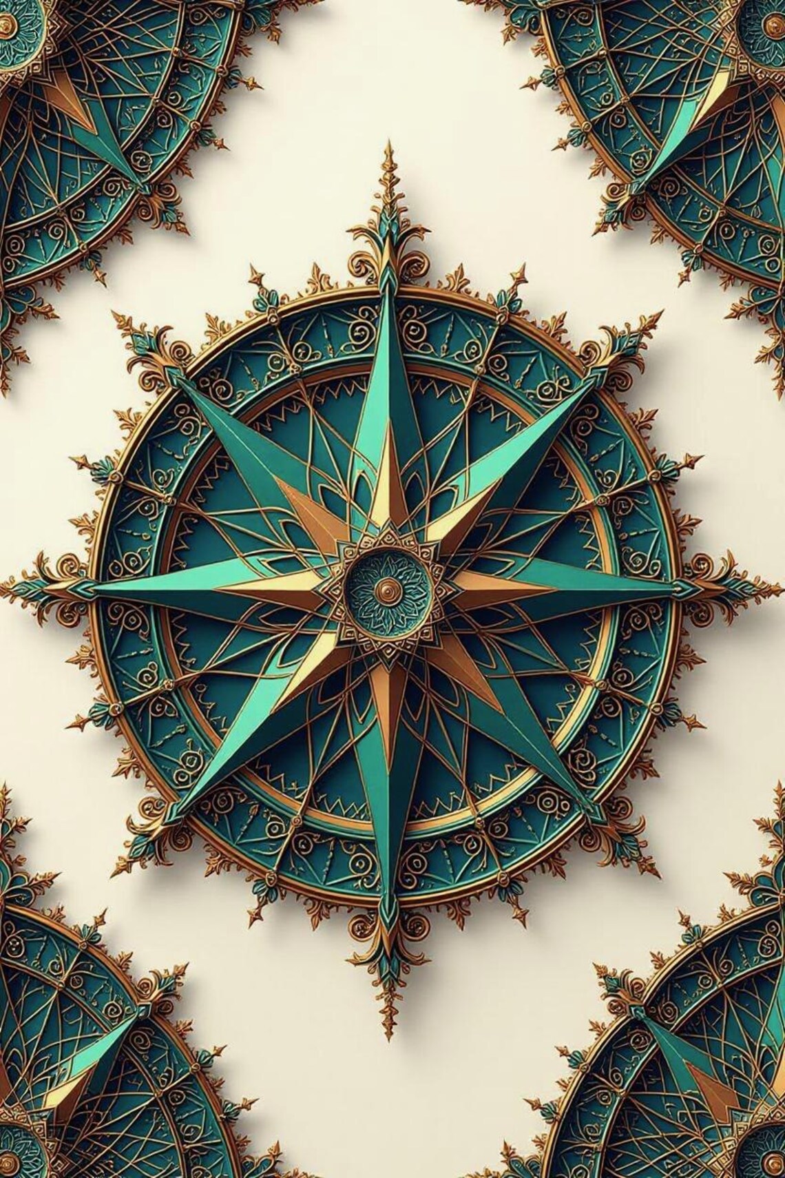 Compass Rose Geometric Art: Nautical Printable Designs (digital ...