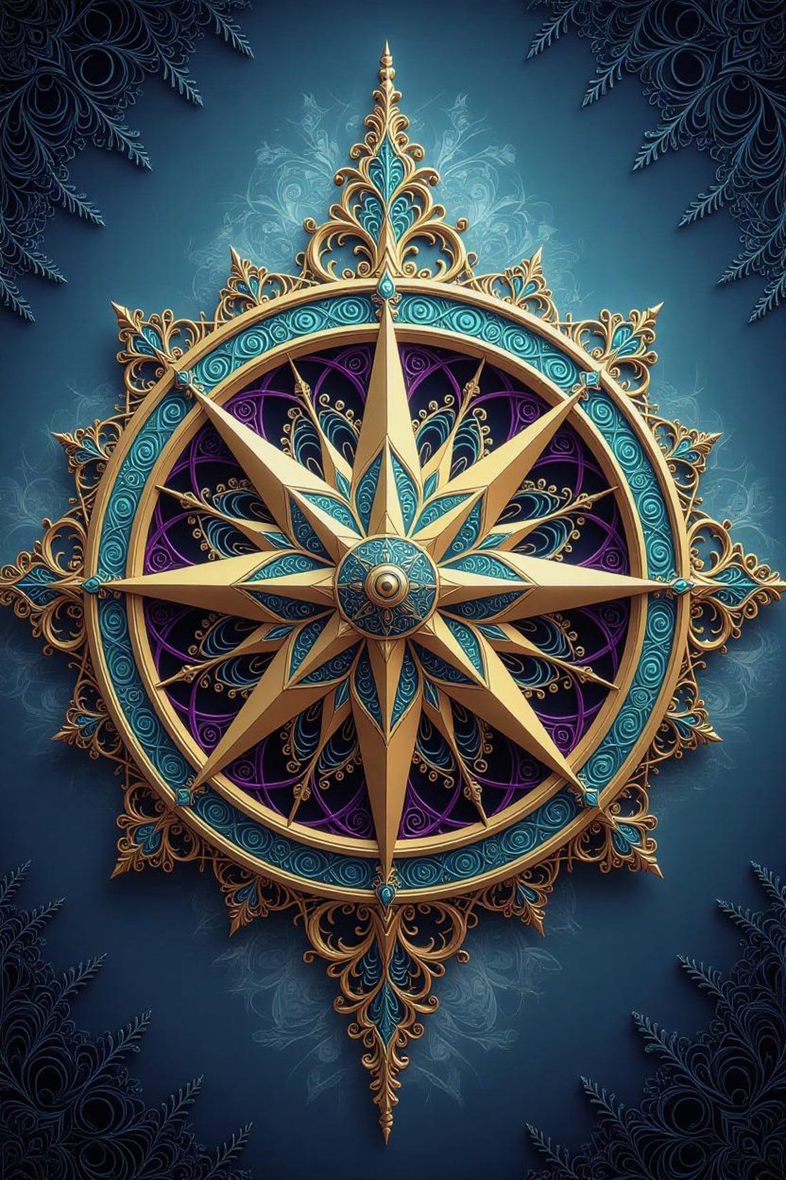 Compass Rose Geometric Art: Nautical Printable Designs (digital ...