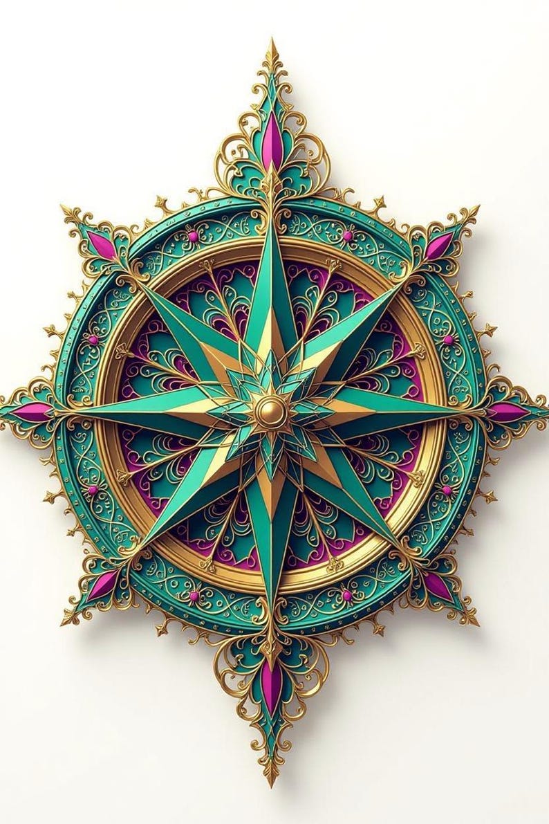 Compass Rose Geometric Art: Nautical Printable Designs (digital ...