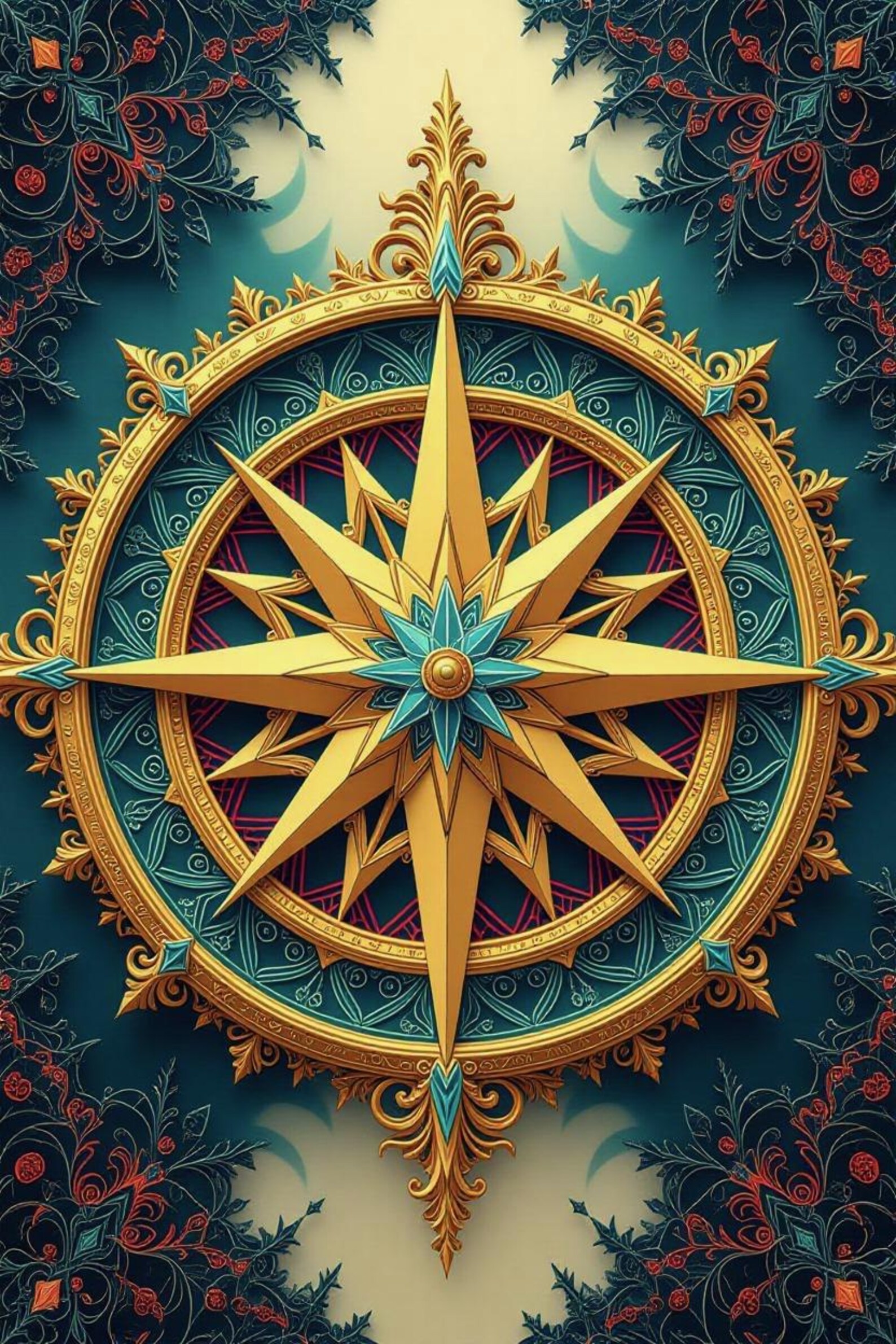 Compass Rose Geometric Art: Nautical Printable Designs (digital ...